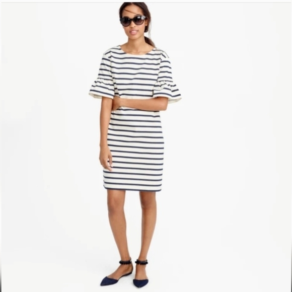 J. Crew | Dresses | J Crew Black And White Striped Short Dress With ...